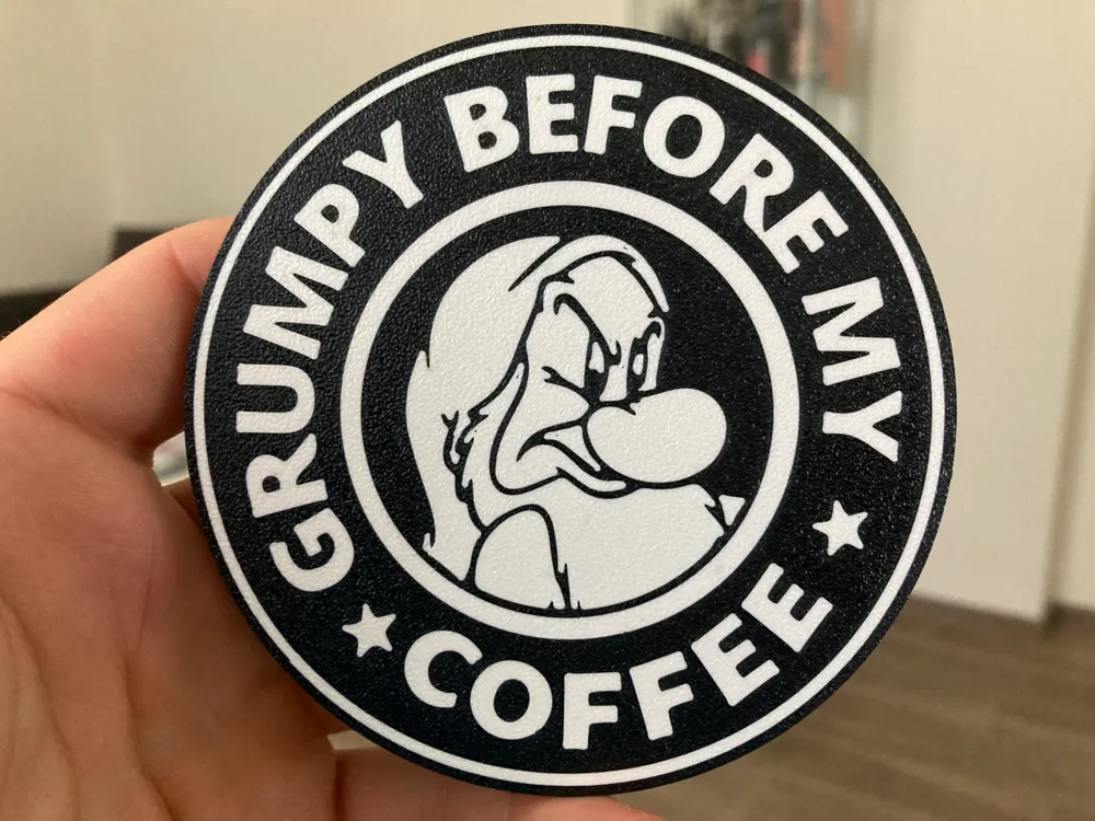 Grumpy before my coffee coaster by jakubhroch - MakerWorld