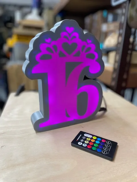 Sweet 16 light box by Websters CreationsMakerWorld: Download Free 3D Models