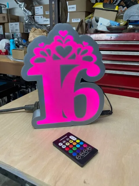 Sweet 16 light box by Websters Creations - MakerWorld