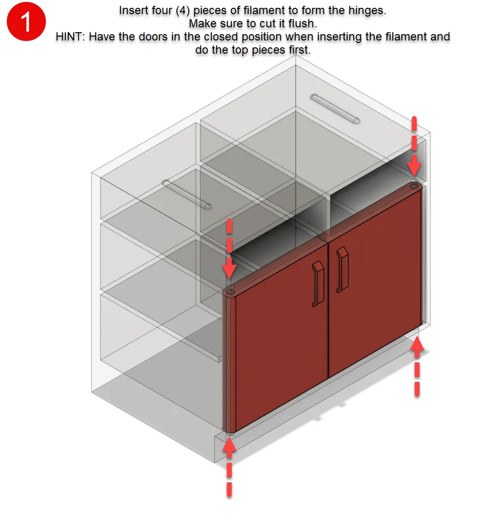Dollhouse 1:12 2Door 2Drawer Cabinet Opening Doors - Free 3D Print ...