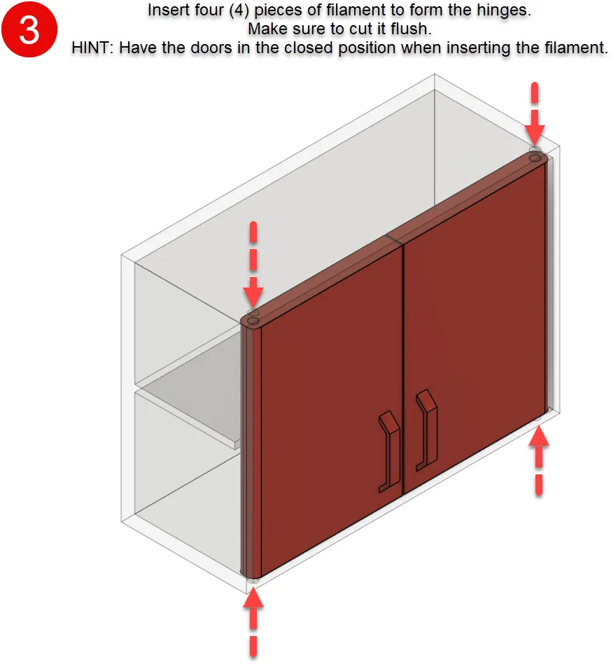Dollhouse 1:12 2Door 2Drawer Cabinet Opening Doors - Free 3D Print ...