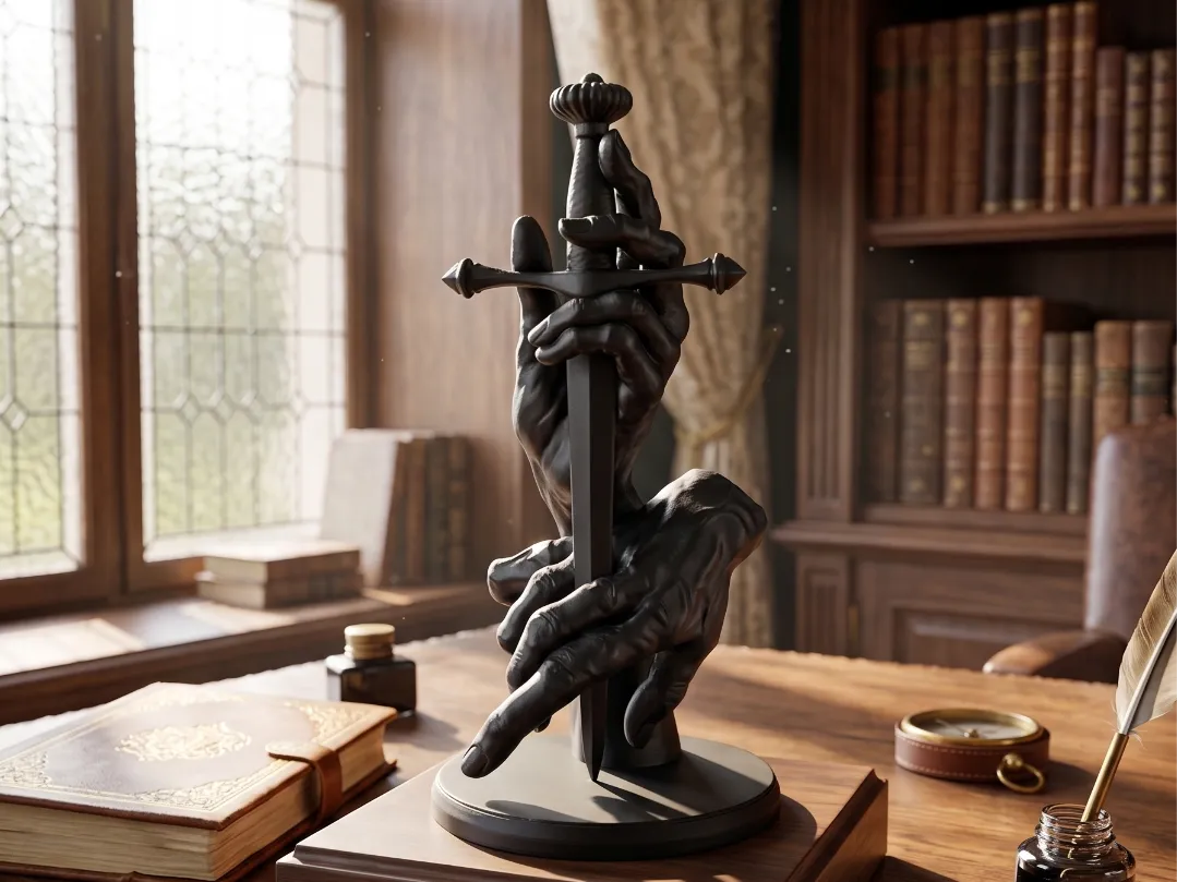Baroque Knight Blood Oath Sword Statue - Free 3D Print Model - MakerWorld