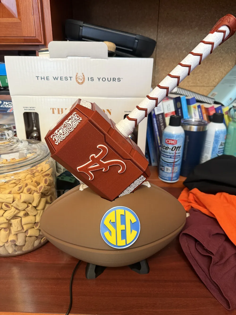 SEC Thor's Hammer Football stand - Free 3D Print Model - MakerWorld