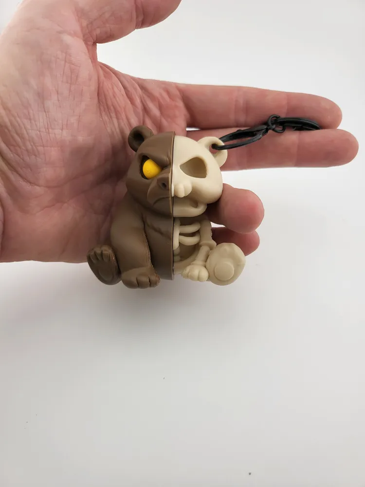 Kawaii Skeleton Bear Keychain - Cute Skull Keyring - Free 3D Print ...