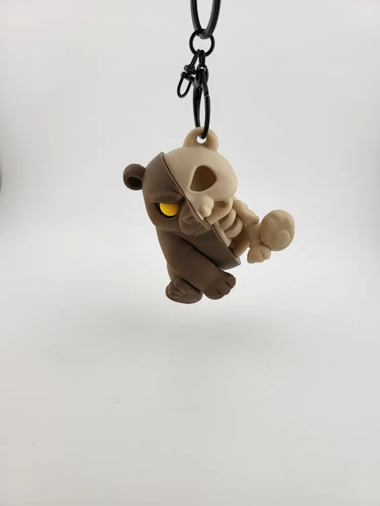 Kawaii Skeleton Bear Keychain - Cute Skull Keyring - Free 3D Print ...