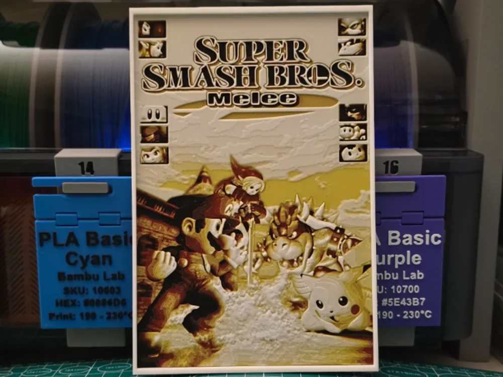 Super Smash Bros. Melee Poster - Hueforge Art - Free 3D Print Model ...
