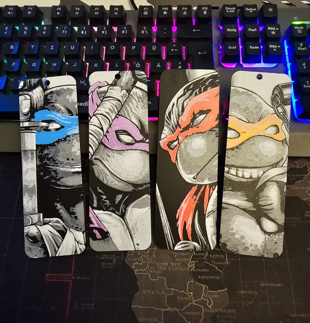 TMNT Bookmark collection - HueForge - Free 3D Print Model - MakerWorld