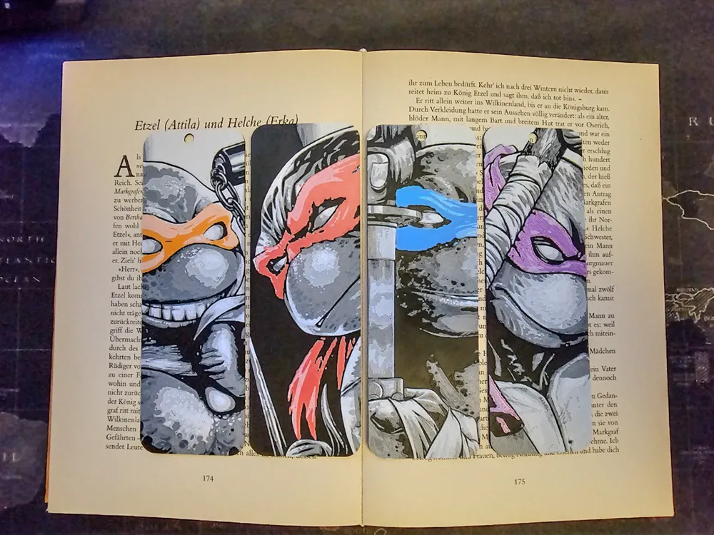 TMNT Bookmark collection - HueForge by Think3D MakerWorld: Download ...