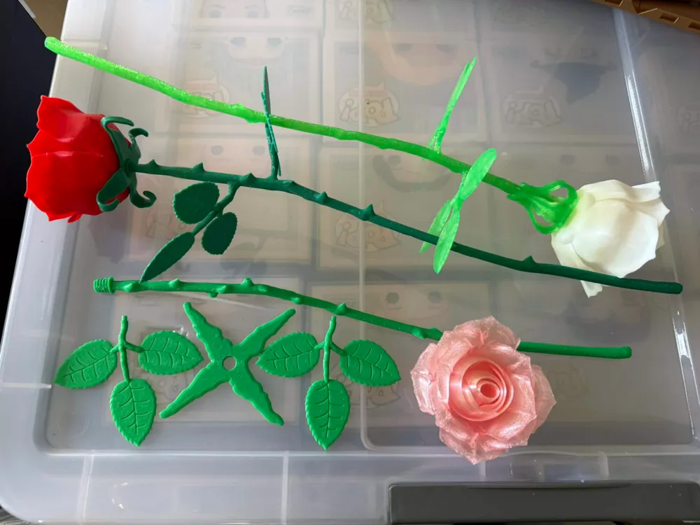 Gorgeous Long Stem Roses with Poseable Leaves - Free 3D Print Model ...