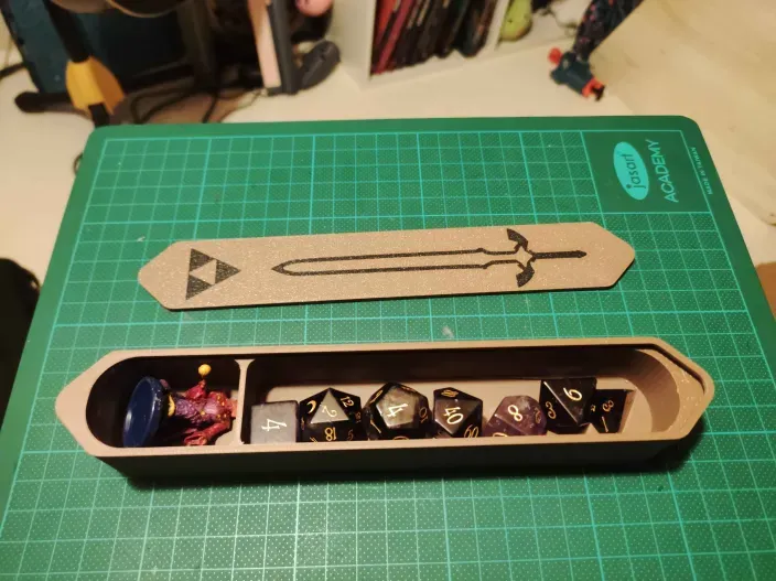 Master Sword Sliding-Lid Dice Box with Mini Slot by Spweek - MakerWorld
