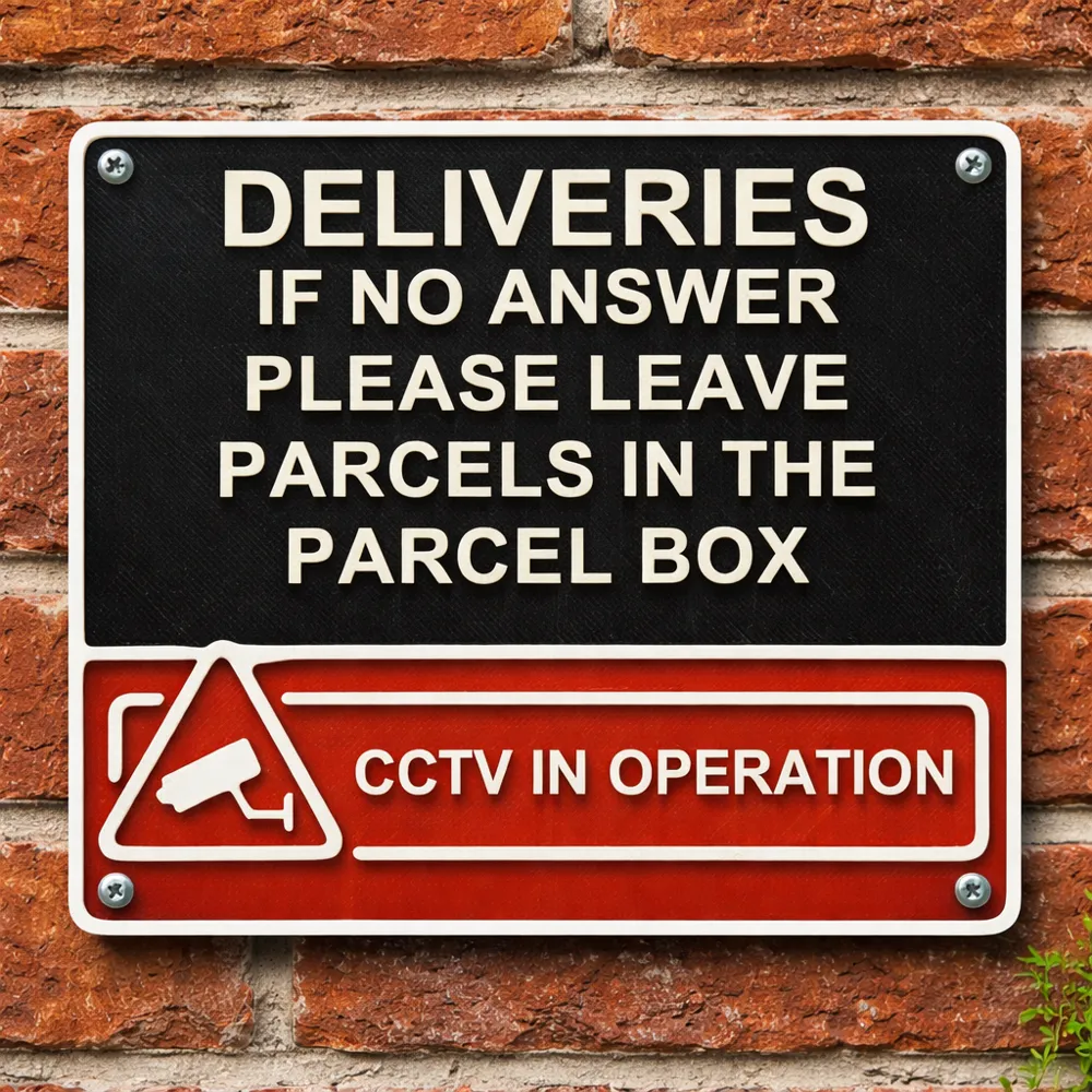 Delivery & CCTV Information Sign - Free 3D Print Model - MakerWorld