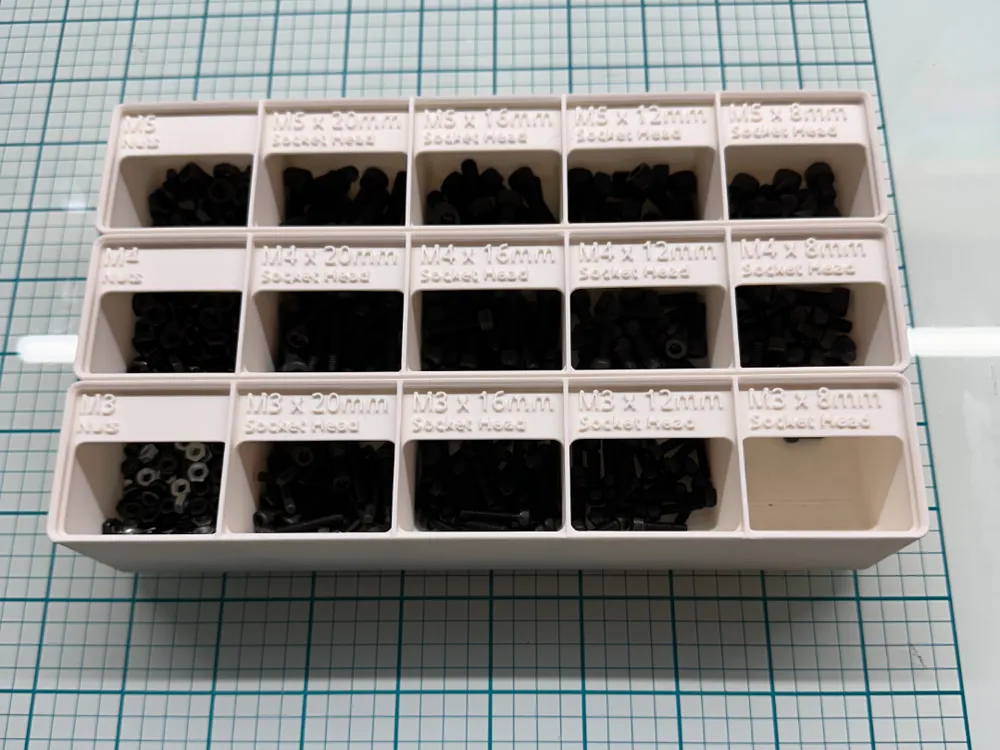 Gridfinity - M3 M4 M5 Nuts and Fastener Bin by Nathan D - MakerWorld