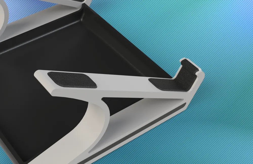 Sleek padded Laptop Stand (+PSU Storage) - Free 3D Print Model - MakerWorld
