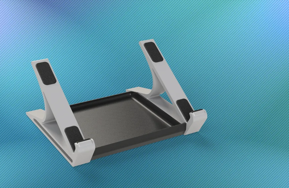 Sleek padded Laptop Stand (+PSU Storage) - Free 3D Print Model - MakerWorld