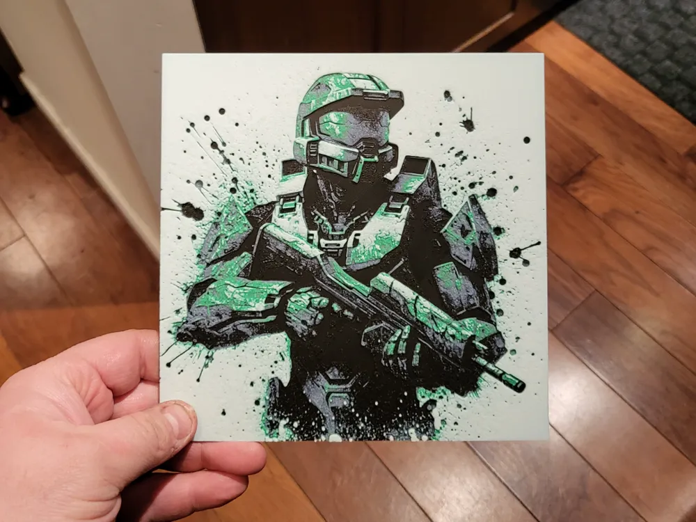 Graffiti Master Chief Hueforge by 3Ree Printing - MakerWorld
