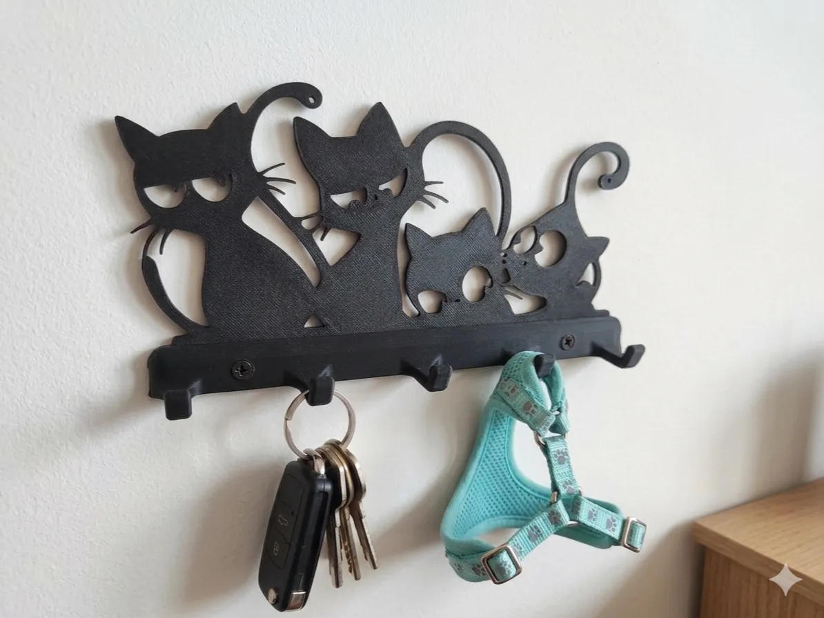 Cute Cats "Key Rack" - Free 3D Print Model - MakerWorld