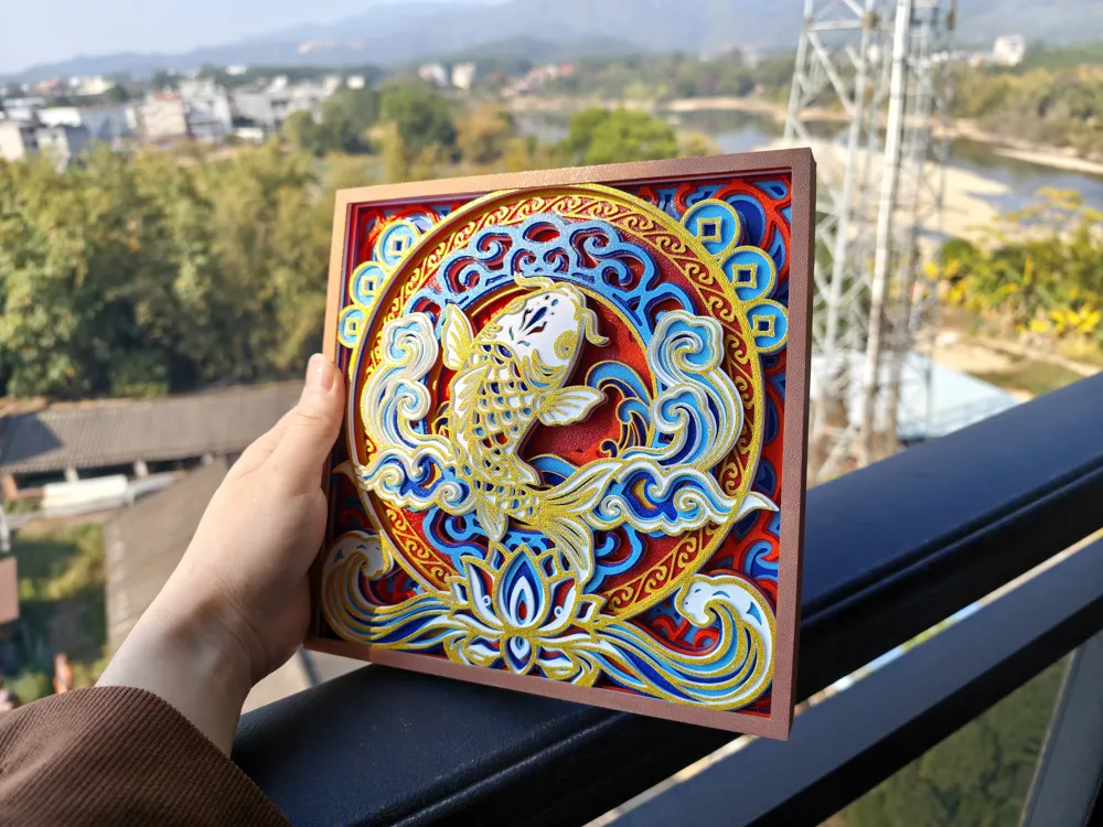 Chinese Style Koi Fish - 'Every Year Has Fish' - (Plated, AMS Printing ...