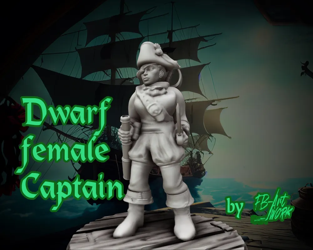 DnD Miniature Dwarf Female Captain by fb-artwork - MakerWorld