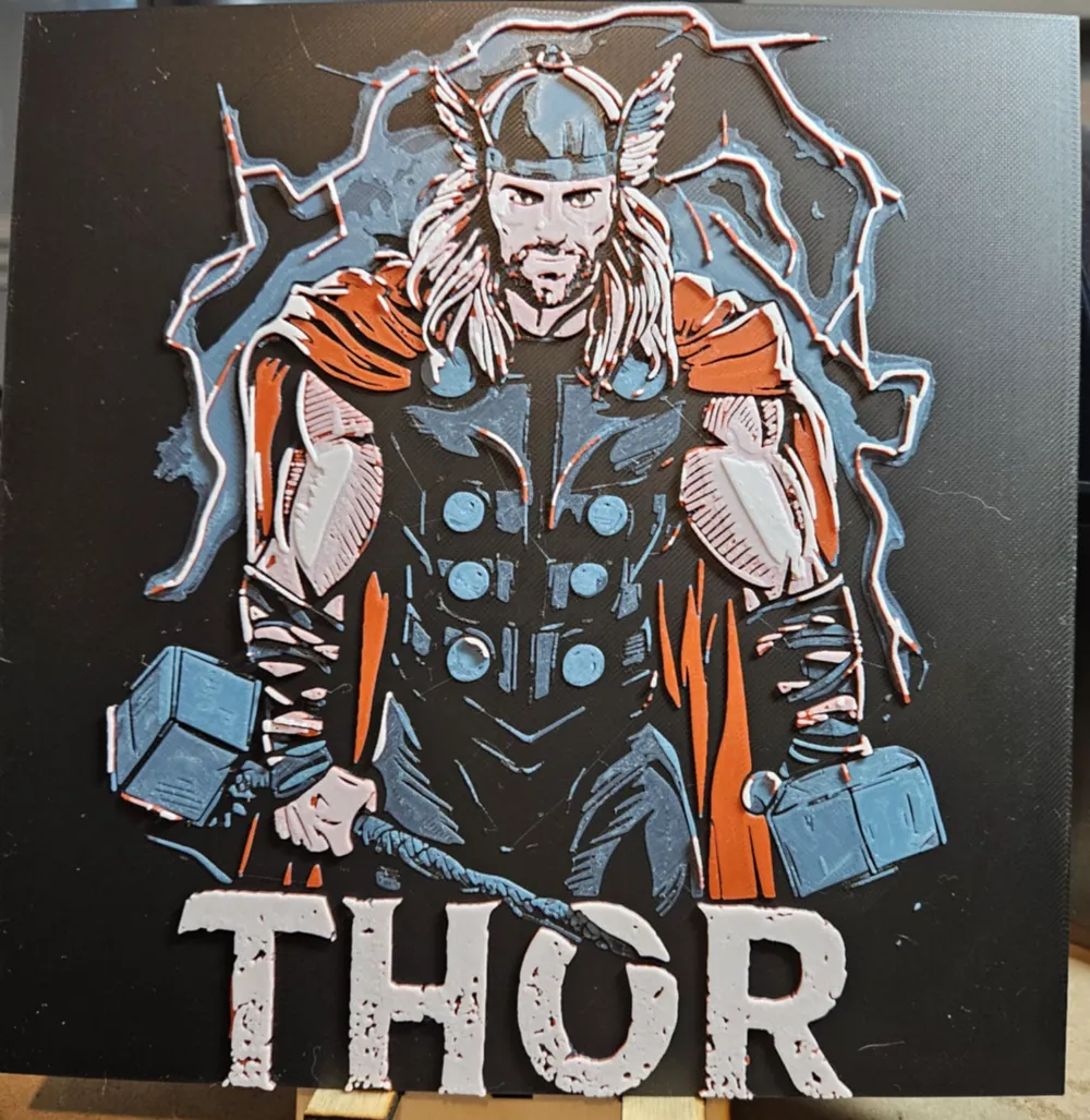 4 colour Thor - Hueforge by 3dGlow MakerWorld: Download Free 3D Models