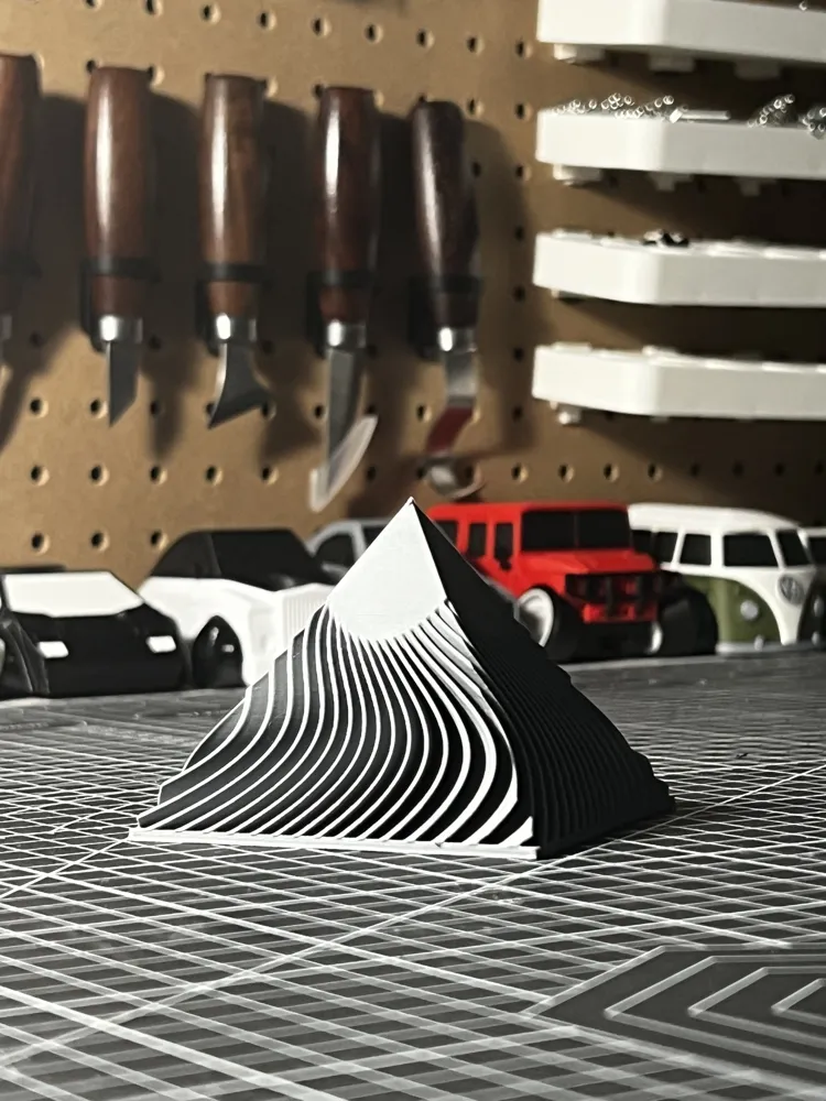 Wave Minimalism Pyramid - Free 3D Print Model - MakerWorld