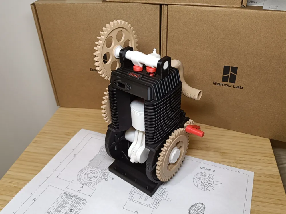 Functional 4-Stroke Engine - Free 3D Print Model - MakerWorld