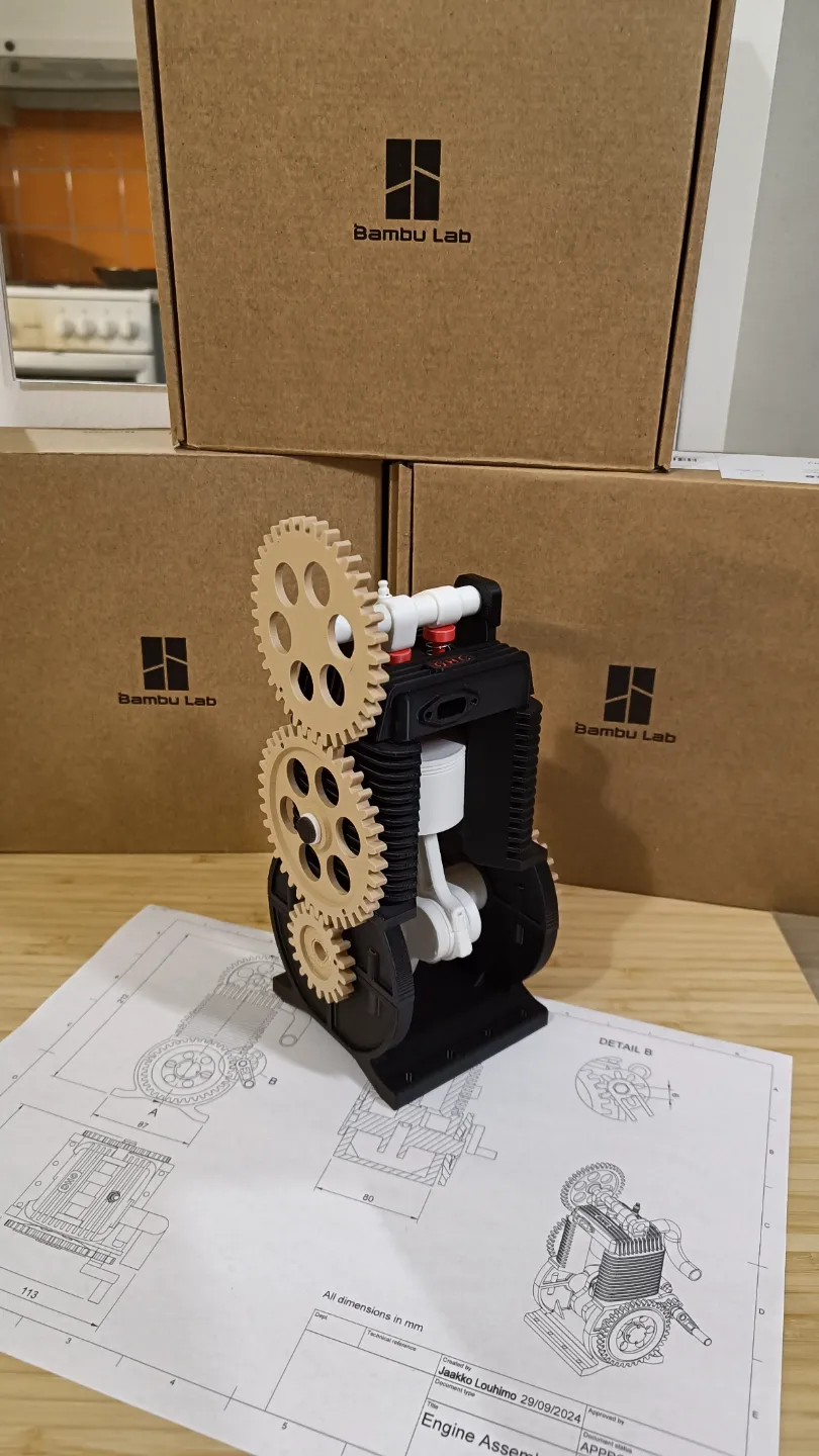 Functional 4-Stroke Engine - Free 3D Print Model - MakerWorld