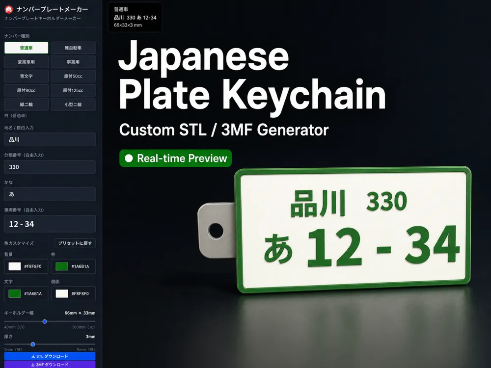 Japanese Number Plate Keychain Generator - Free 3D Print Model - MakerWorld