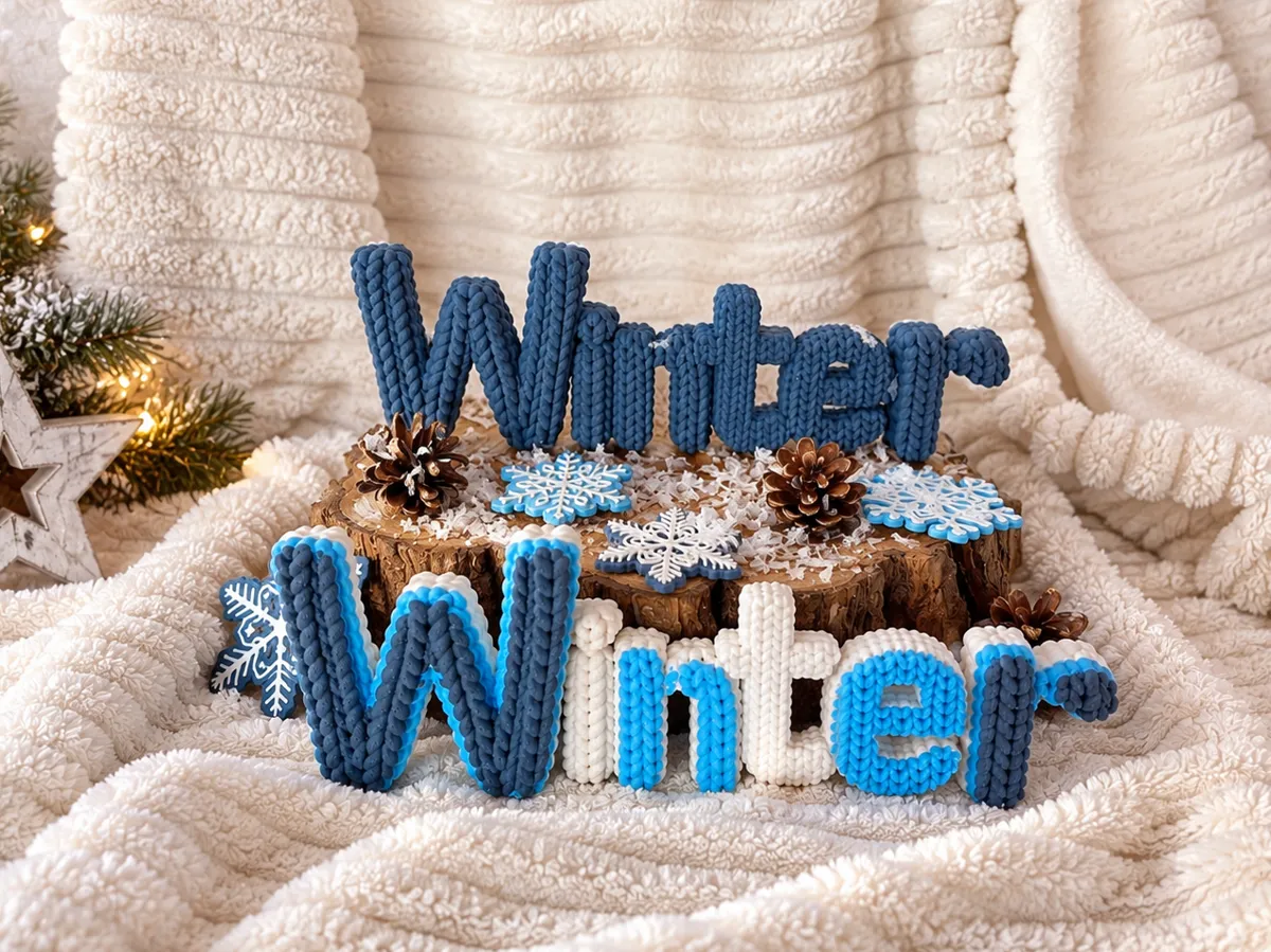 Knitted Winter Lettering Winter Decoration - Free 3D Print Model ...