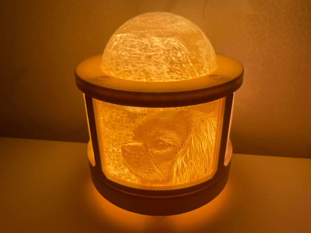 Lithophane lamp-Make one with your own pet images by Virrgott - MakerWorld
