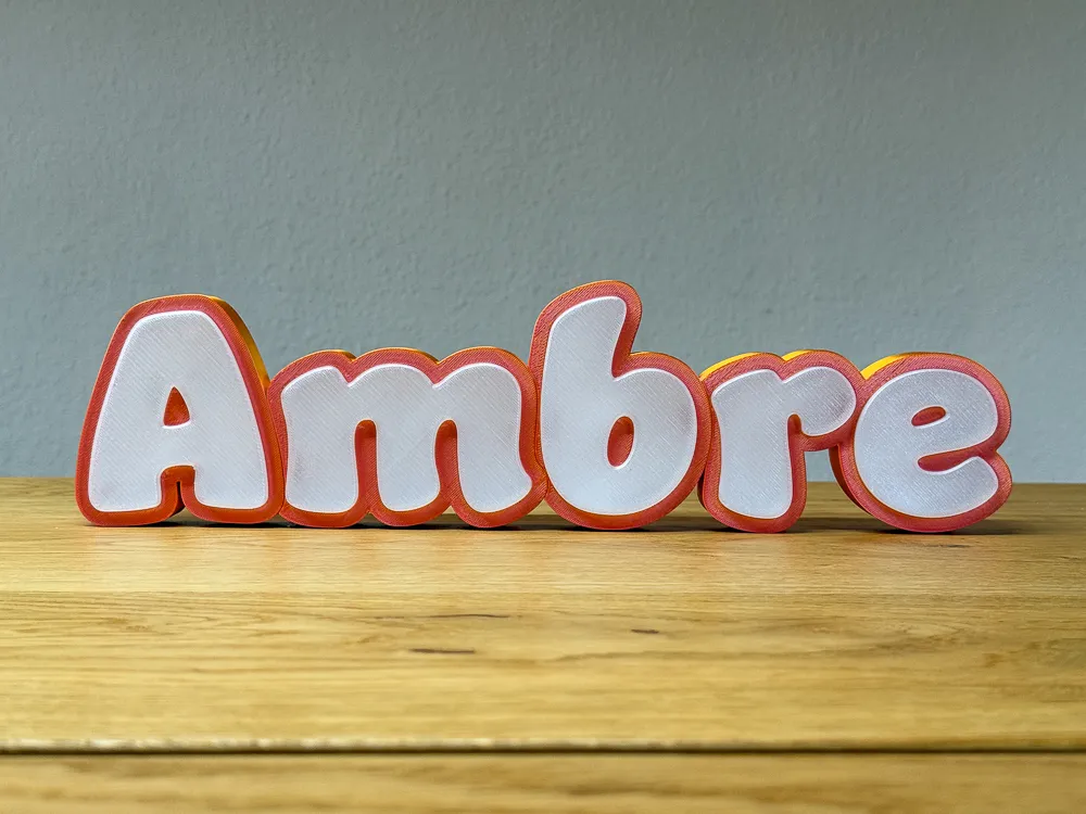LED Name Lamp Ambre - Free 3D Print Model - MakerWorld
