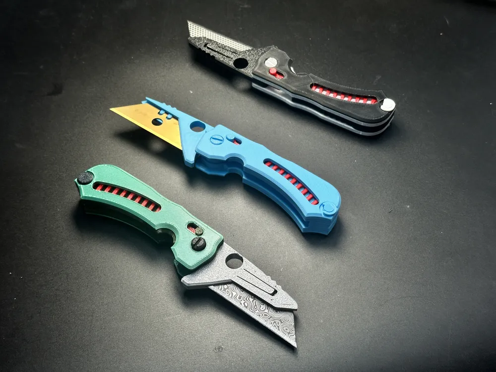 Spring-Axis Lock Folding Utility Knife - F3DP by Trent Studio MakerWorld: Download Free 3D Models