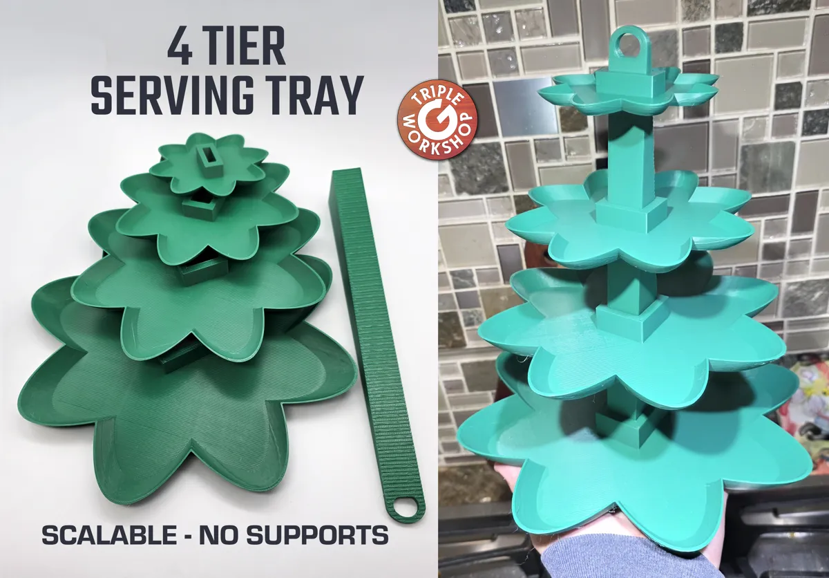 Plateau de service 4 niveaux en forme de sapin de Noël [Sans supports ...