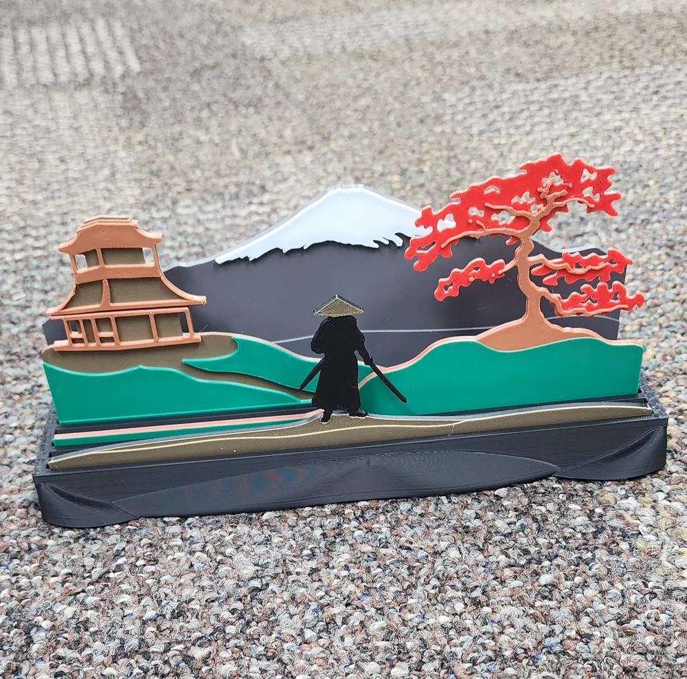 Japanese Landscape Scene Version 1 - Free 3D Print Model - MakerWorld