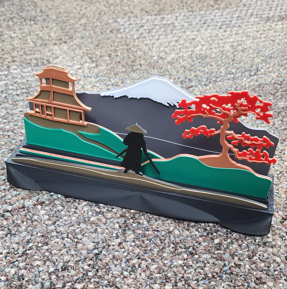 Japanese Landscape Scene Version 1 - Free 3D Print Model - MakerWorld