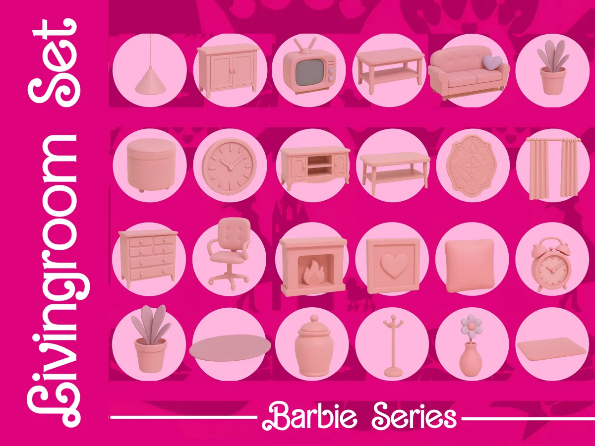 Barbie Series - Livingroom Set/Accessories - Free 3D Print Model ...