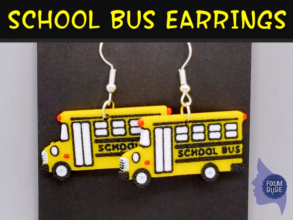 School Bus Earrings by Fixumdude MakerWorld: Download Free 3D Models