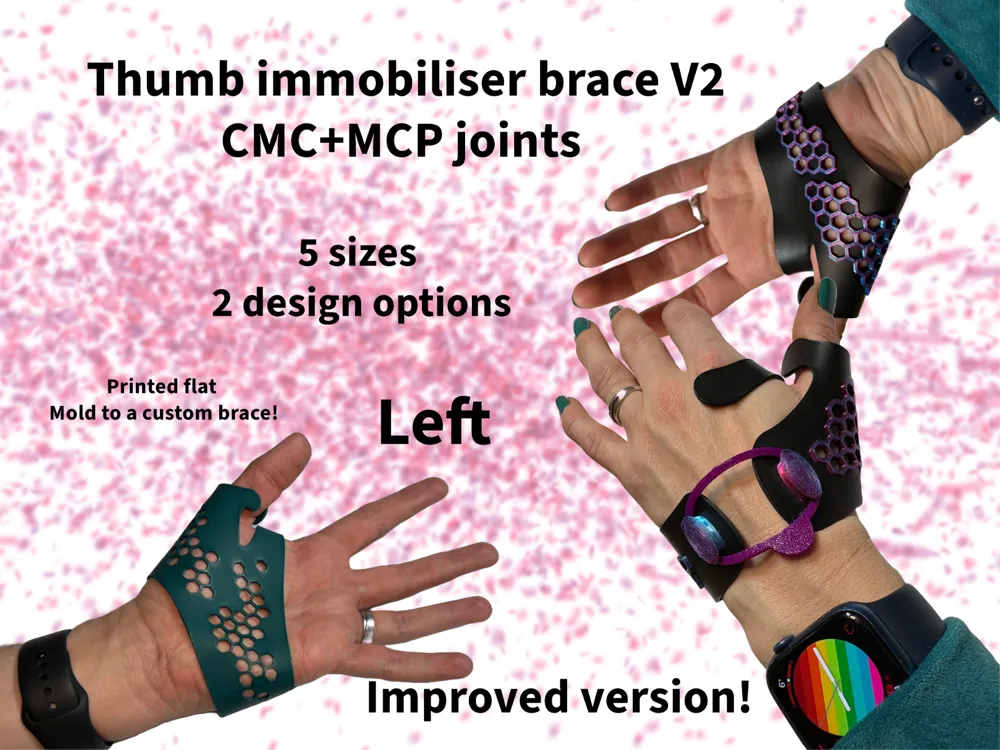 Left Thumb Brace CMC+MCP Immobilizer brace V2 by familieKP MakerWorld ...