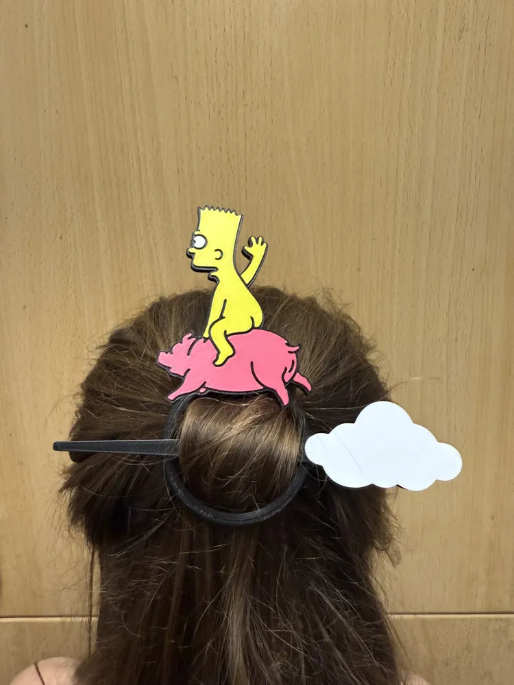 Bart and pig hair pin by Morganja MakerWorld: Download Free 3D Models