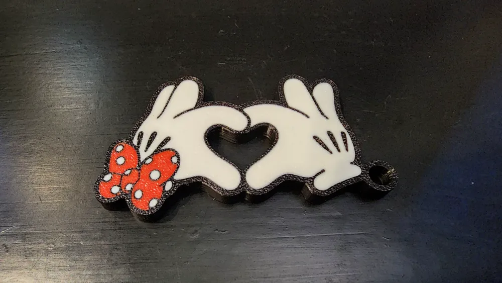 Minnie Mouse Heart Hands Keychain (2 Versions) by MayHem - MakerWorld