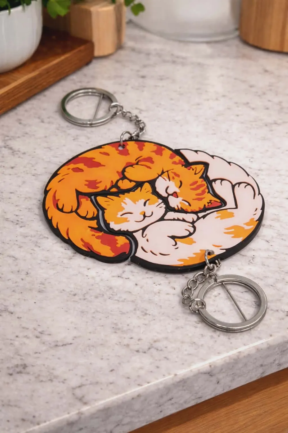 Interlocking Sleeping Cats Keychain Set Kitty Pair - Free 3D Print ...