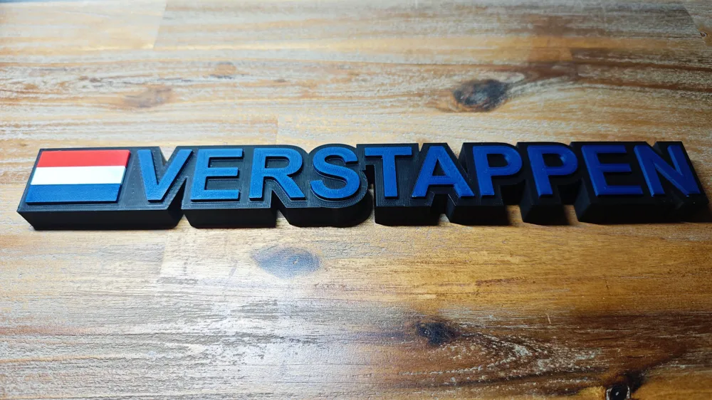 F1 Driver Nameplate - Verstappen - Free 3D Print Model - MakerWorld