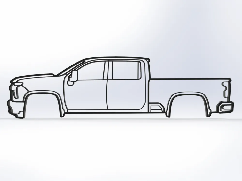 Chevrolet Silverado 2D Wall Art - Free 3D Print Model - MakerWorld