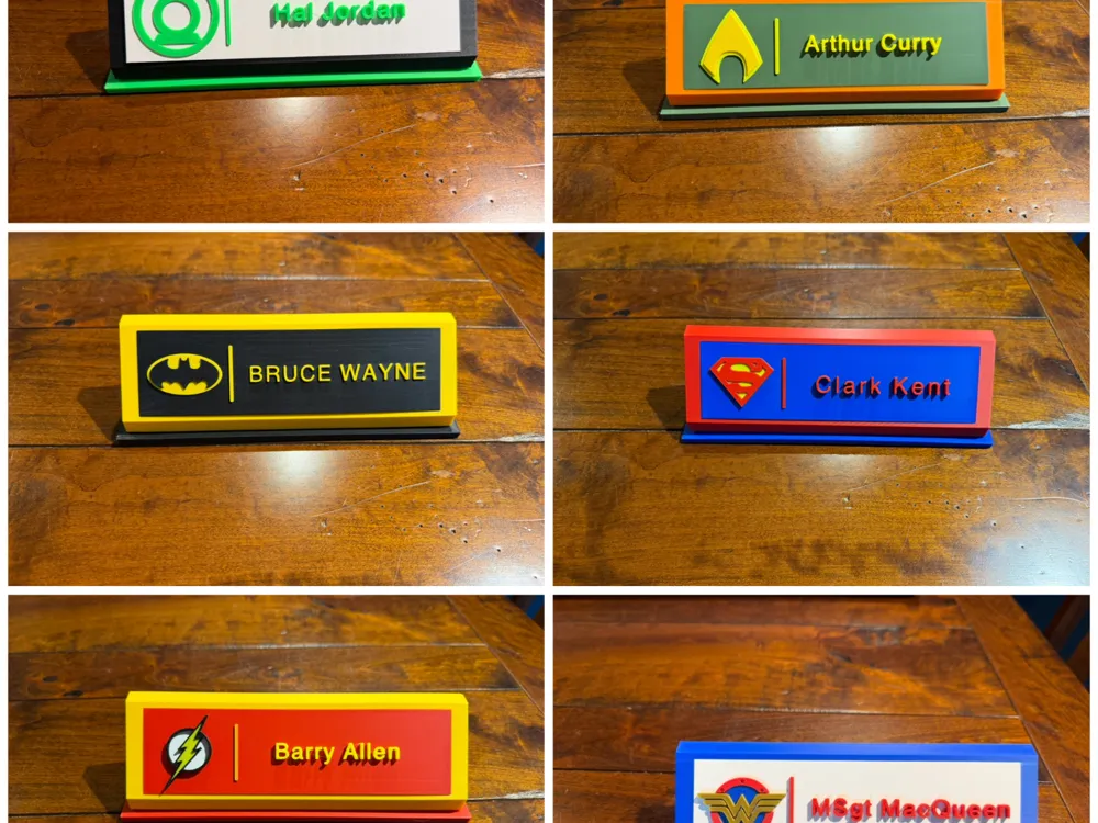 DC Superhero Customizable desk Nameplates - Free 3D Print Model ...