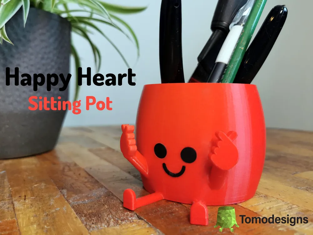 Happy Heart Sitting Pot by TomoDesigns - MakerWorld