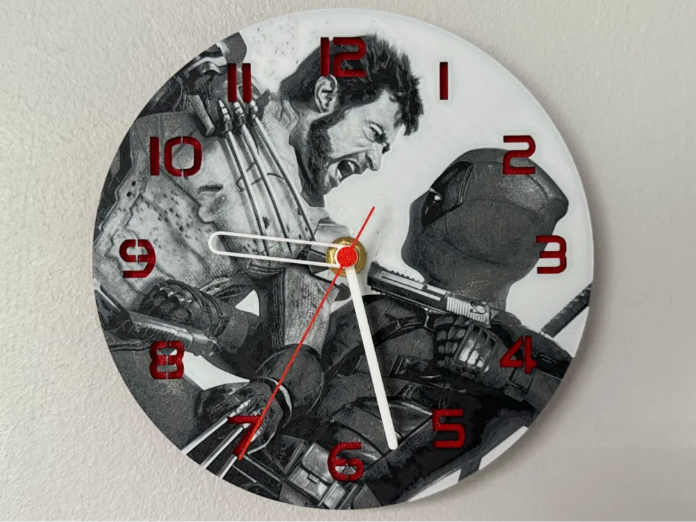 Wall / Desk Clock Deadpool & Wolverine HueForge Remixed by cP3D ...