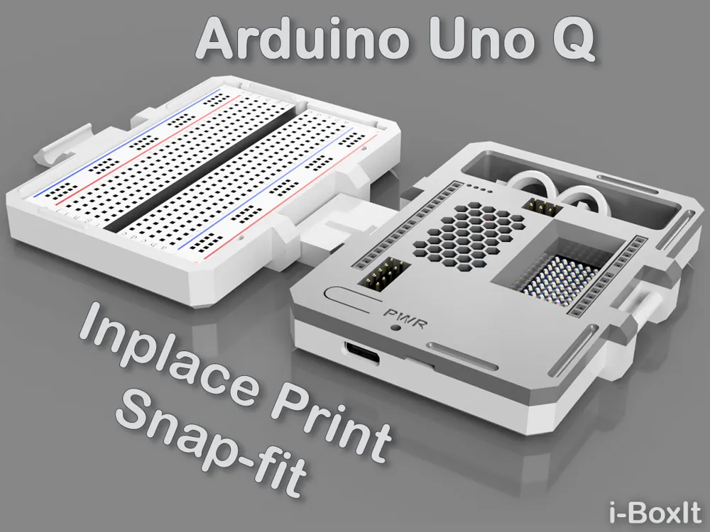 Arduino Uno Q Case - Breadboard - In-place Print - Free 3D Print Model ...
