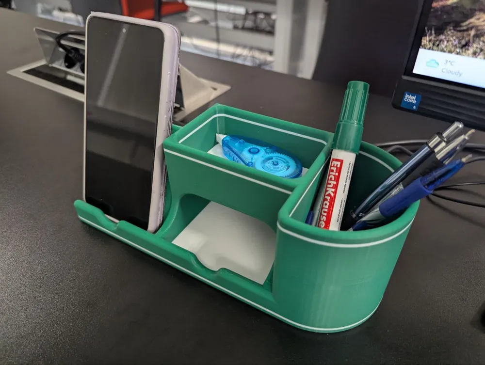Desk organizer with phone stand - Free 3D Print Model - MakerWorld
