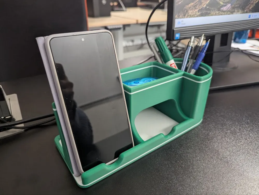 Desk organizer with phone stand - Free 3D Print Model - MakerWorld