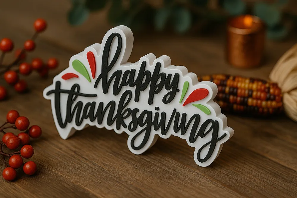 Happy Thanksgiving Sign - Free 3D Print Model - MakerWorld