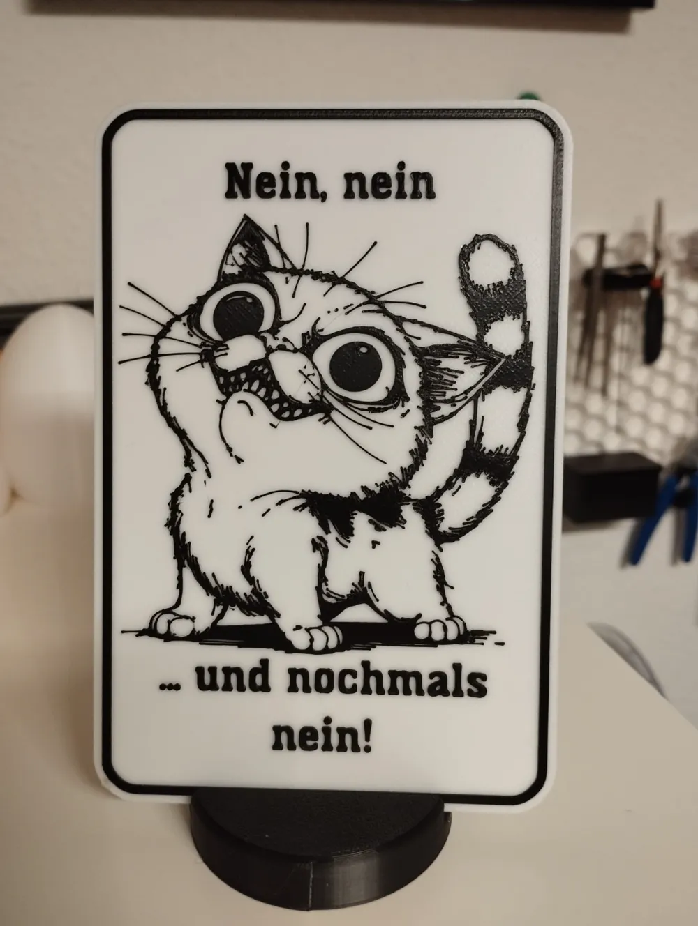 Schild Katze Nein, nein und nochmals nein! by apropo - MakerWorld